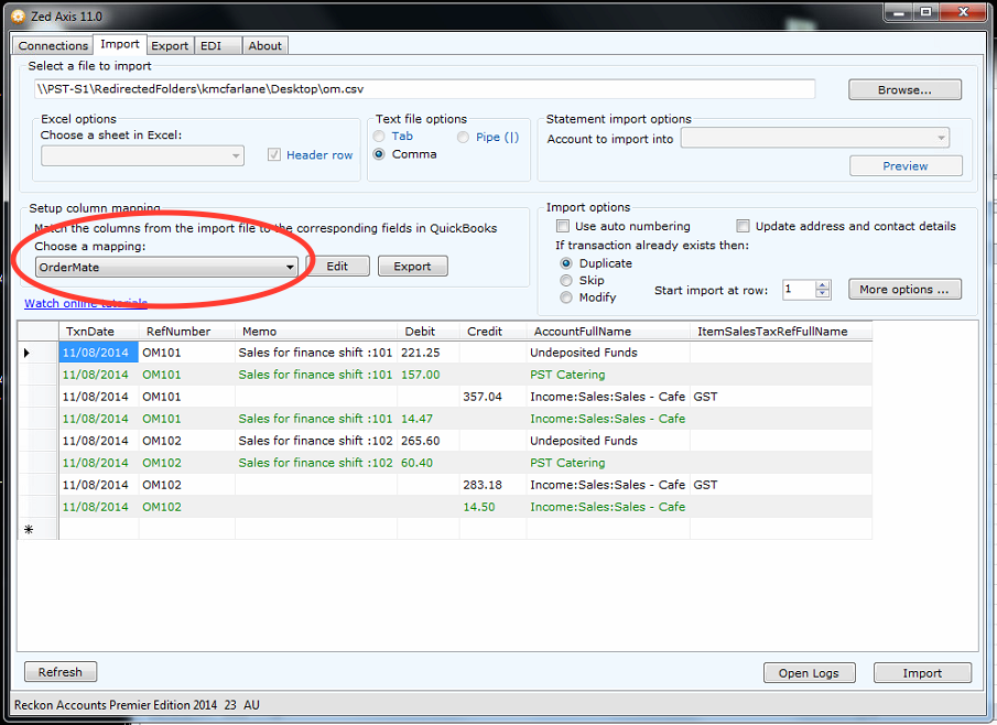 Exporting to QuickBooks