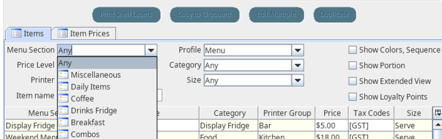 Editing or Creating New Menu Items