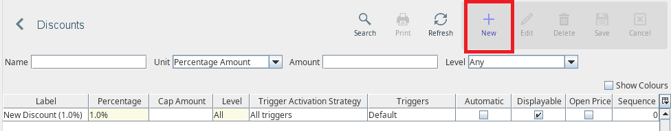 Setting up a Discount