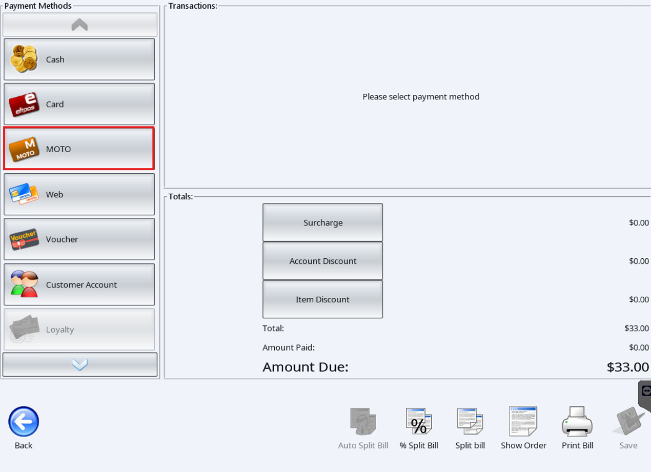 Oolio Pay - Performing a MOTO Transaction