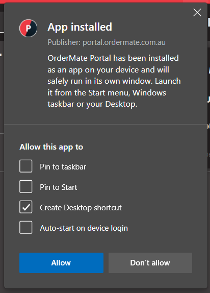 How to create a shortcut icon (App) to The OrderMate Portal on your ...